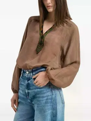 BAZAR DELUXE V-neck Beaded Blouse
