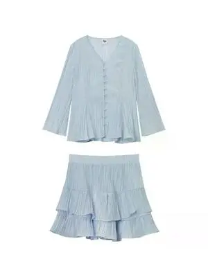 B+AB Skirt Set With Ruffled Detail - Blue