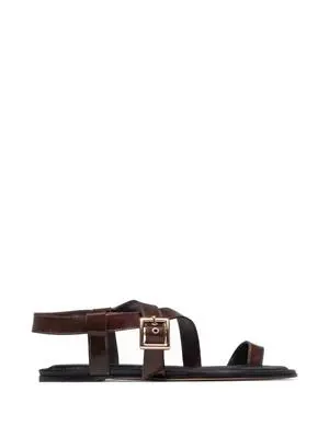 Bernardo Bernardo Hartshorn Toe-Ring Buckle Flat Sandals Brown