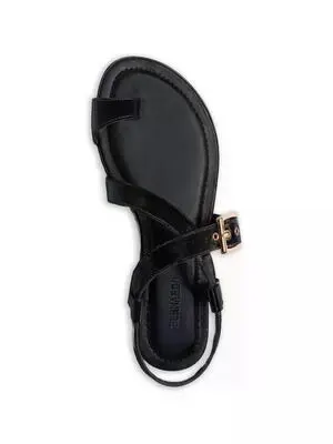 Bernardo Hartshorn Toe-ring Buckle Flat Sandals - Black