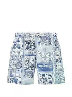 Paul & Shark Voyage-print Swim Shorts - White