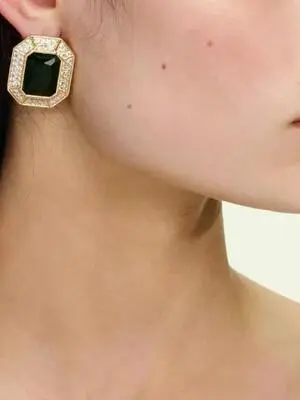 SELF-PORTRAIT Crystal Octagonal Earrings
