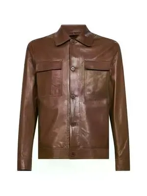 SALVATORE SANTORO Plongé Leather Jacket - Brown