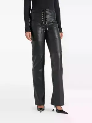 Manière De Voir Croc-embossed Lace-up Trousers