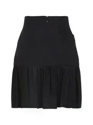 Elisabetta Franchi Linen-blend Mini Skirt With Golden Logo Detail