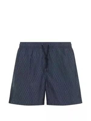 Canali Patterned Drawstring Swim Shorts - Blue