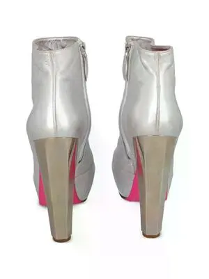 VERSUS Square-toe Platform Ankle Boots - Silver