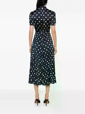 SELF-PORTRAIT Polka Dot Pleated Midi Dress