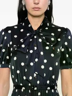 SELF-PORTRAIT Polka Dot Pleated Midi Dress
