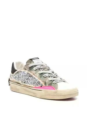 CRIME LONDON Glitter Embellished Camouflage Print Sneakers - Neutrals