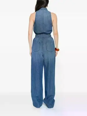 Pinko Belted Wide-leg Denim Jumpsuit