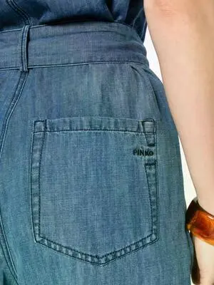 Pinko Belted Wide-leg Denim Jumpsuit