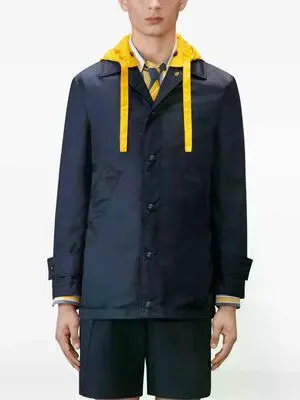 Thom Browne Hooded Ripstop Coat - Blue