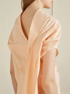 Khaite Tatia Draped Cotton-poplin Mini Dress - Orange