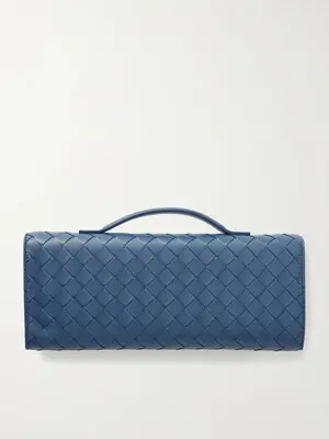Bottega Veneta Andiamo Intrecciato Leather Clutch - Blue