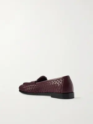 Bottega Veneta Silenzio Intrecciato Leather Loafers - Red