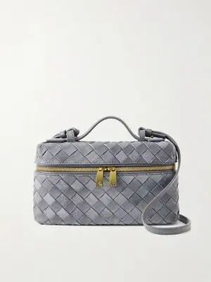 Bottega Veneta Bang Bang Intrecciato Suede Vanity Case - Blue