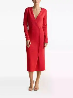 St. John Knit V-neck Midi Dress With Bracelet Sleeves