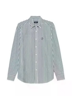 Herno Striped-pattern Logo-embroidery Shirt - Green