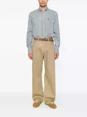 Herno Striped-pattern Logo-embroidery Shirt - Green