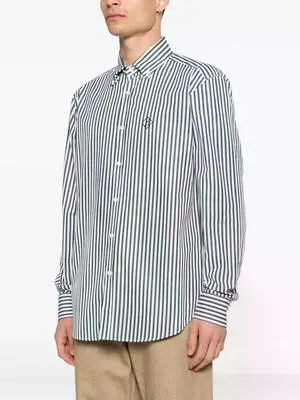 Herno Striped-pattern Logo-embroidery Shirt - Green