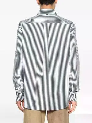 Herno Striped-pattern Logo-embroidery Shirt - Green