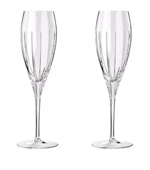 Christofle Crystal Iriana Champagne Flutes - Silver