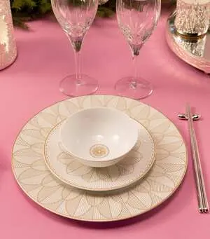 Christofle Porcelain Malmaison Platinum Impériale Rice Bowl