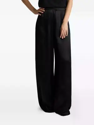 St. John Hammered Satin Wide-leg Trousers - Black