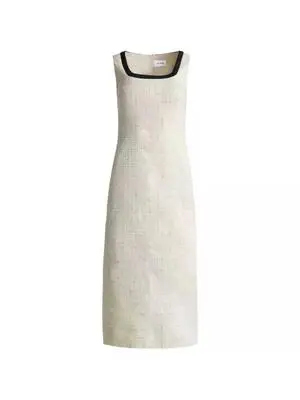 St. John Tweed Square-neck Midi Dress - Neutrals