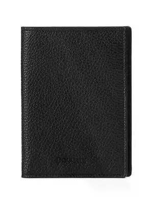 DOUCAL'S Tumbled Leather Passport Holder Black