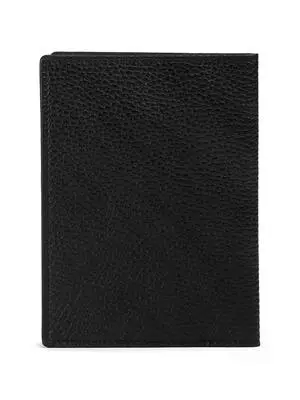 DOUCAL'S Tumbled Leather Passport Holder - Black