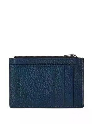 DOUCAL'S Tumbled Leather Zip Card Holder - Blue