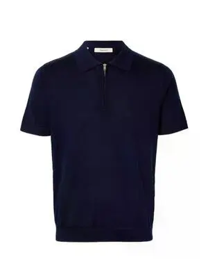 SELECTED Half Zip Knitted Polo - Blue