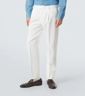 Zegna Cotton And Linen Straight Pants