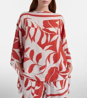 Max Mara Tambuto Printed Silk Blouse - Red