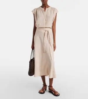 Velvet By Graham & Spencer Malina Linen Midi Skirt