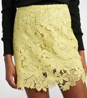 Sportmax Bora Floral Lace Mini Skirt - Yellow