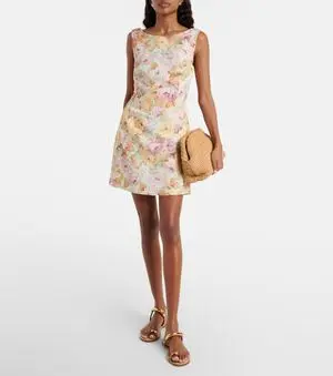 Faithfull The Brand Sofia Floral Linen Mini Dress - Multicoloured