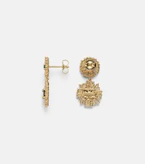 SUZANNE KALAN 18kt Yellow Drop Earrings With Opals, Emeralds, And Diamonds