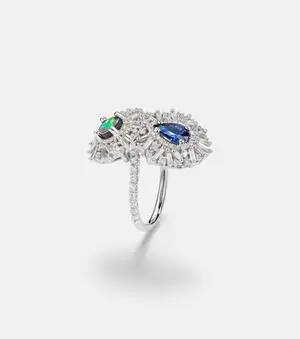 SUZANNE KALAN 18kt White Gold Ring With Sapphire, Opal, And Diamonds