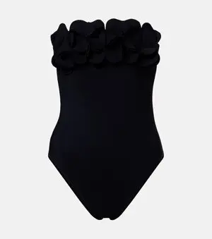 KARLA COLLETTO Embellished Floral Appliqué Swimsuit - Black