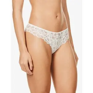 Panache Allure Floral-embroidered Stretch-woven Thong