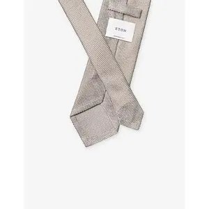 Eton Grenadine Woven Silk Neck Tie - Light Grey