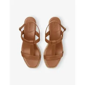JIMMY CHOO Theia 60 Leather Wedge Heeled Sandals