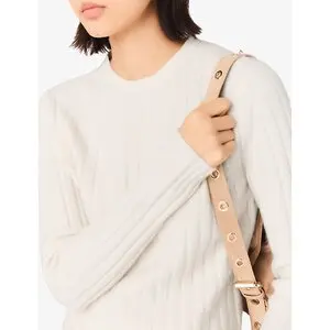 Maje Embellished Collar Ribbed Wool-blend Jumper - Ecru