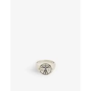 SERGE DENIMES Vitruvian Engraved Oxidised-finish Sterling Ring - Silver