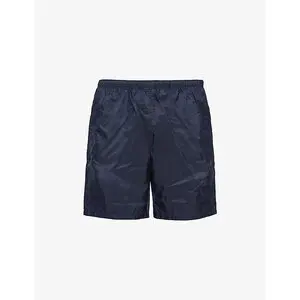 Prada Triangle-Logo Re-Nylon Swim Trunks Blue