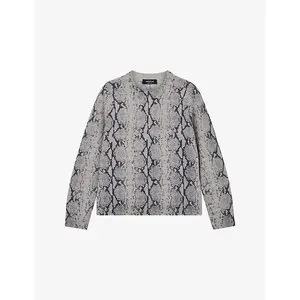 Whistles Snakeskin-intarsia Regular-fit Wool Jumper