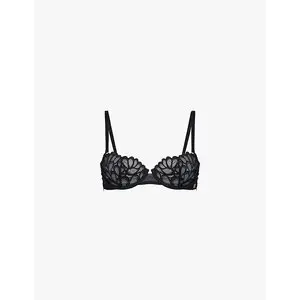 SAVAGE X FENTY Savage Not Sorry Unlined Balconette Lace Bra - Caviar